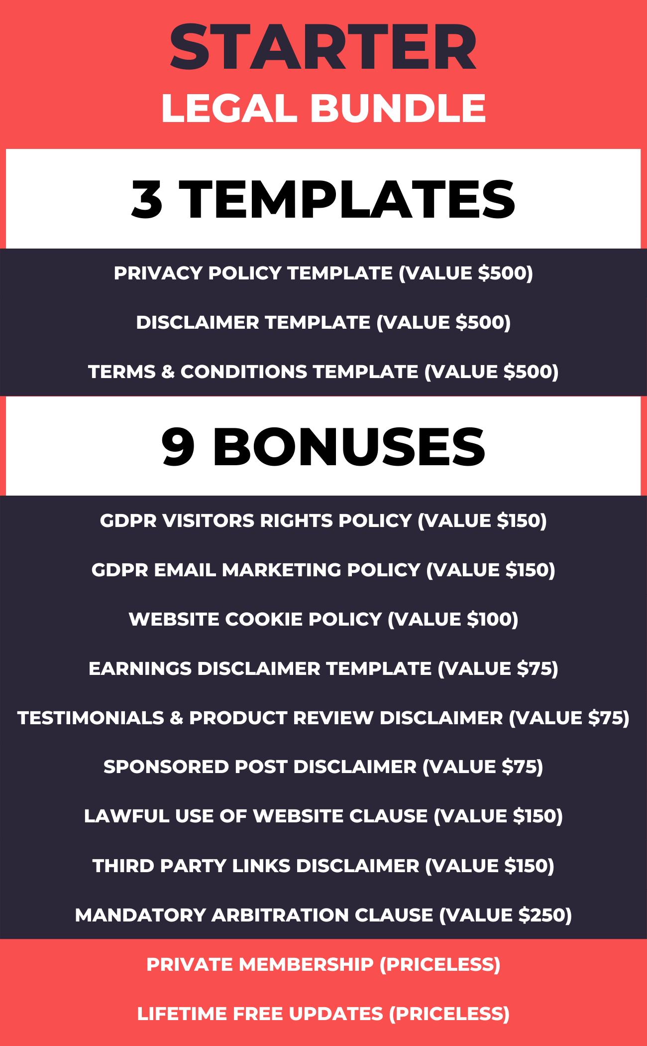 Legal Bundle for your website checkout page