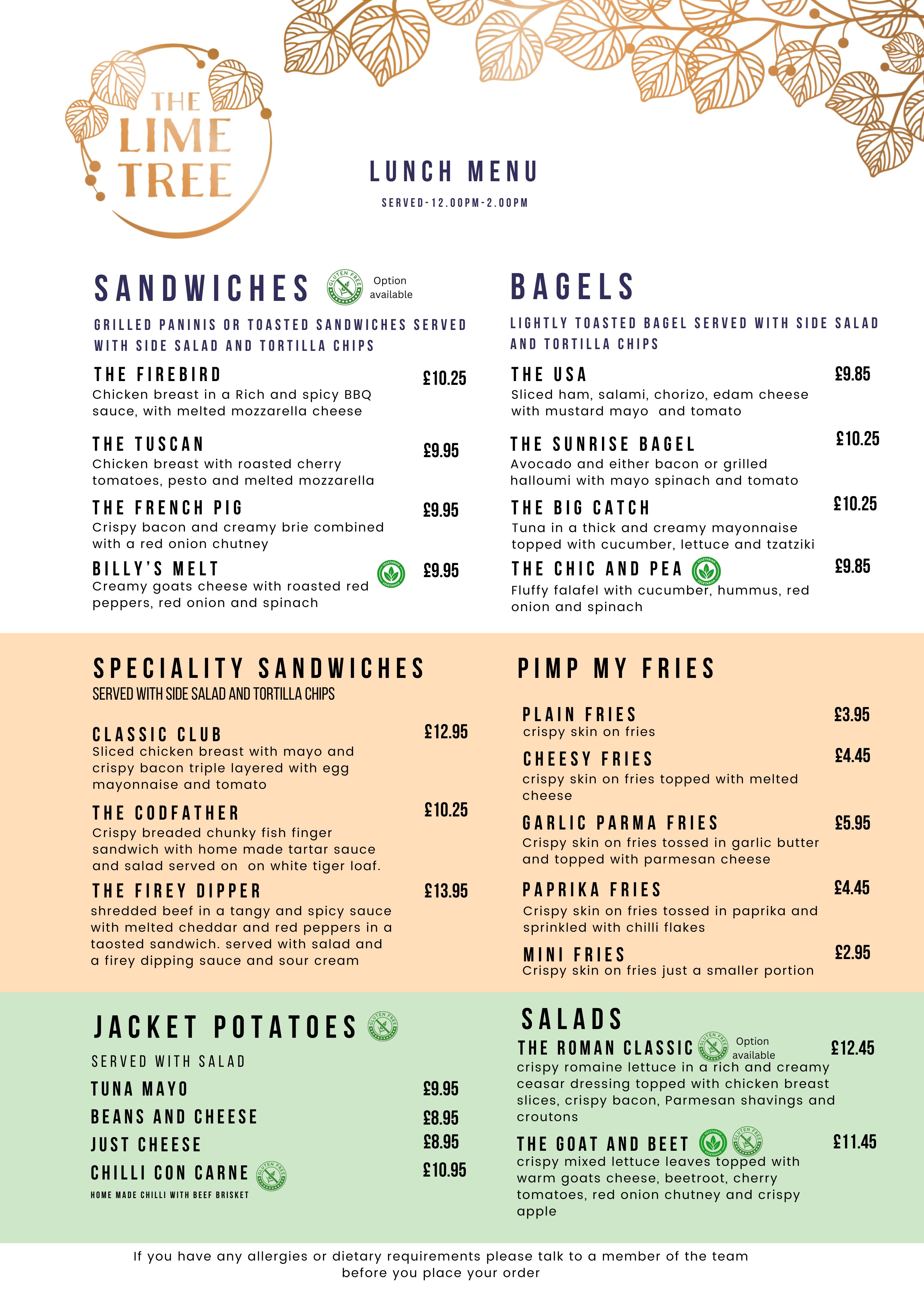 Lime Tree Menu